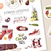 Fitness Sticker Sheet. Healthy Lifestyle Stickers. Printable Stickers ...