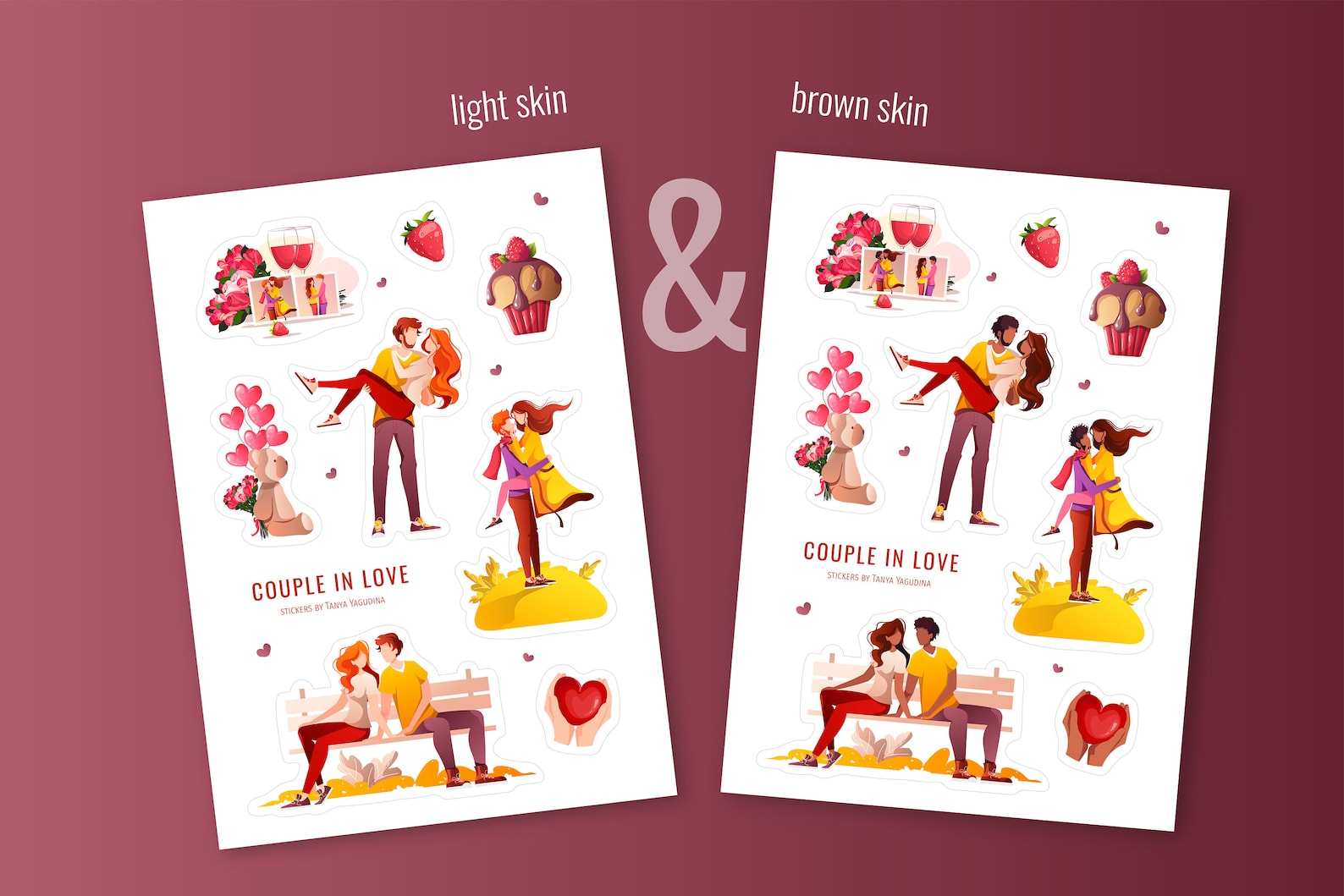 Couple in Love Sticker Pack. Printable Stickers. Romantic - Etsy