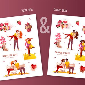Couple in Love Sticker Pack. Printable Stickers. Romantic Stickers ...