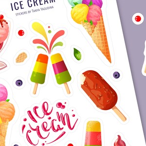 ICE CREAM STICKERS. Printable Stickers. Ice Cream Clipart. Digital ...