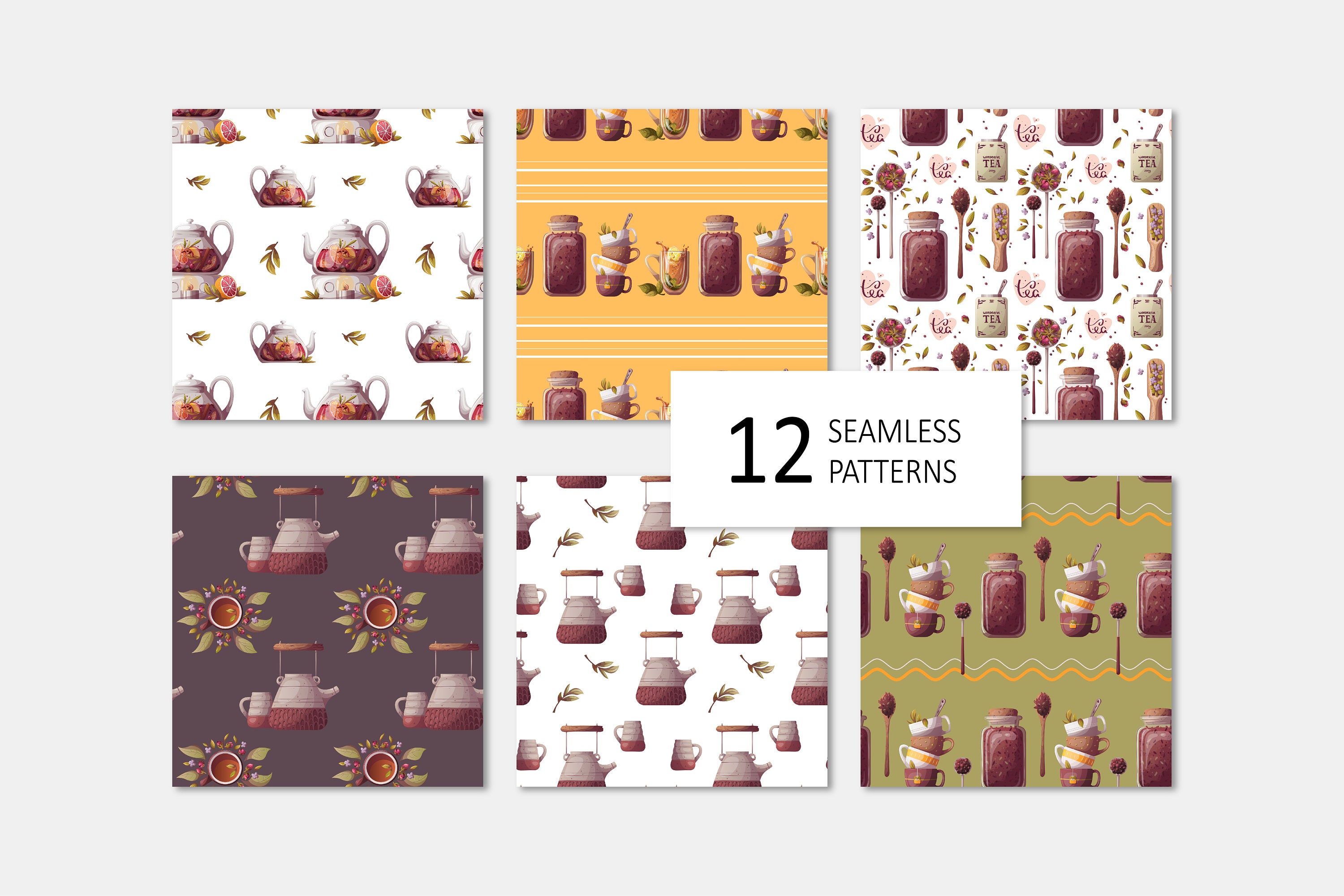 Tea Time Digital Paper Pack Seamless Patterns for Tea Lover - Etsy
