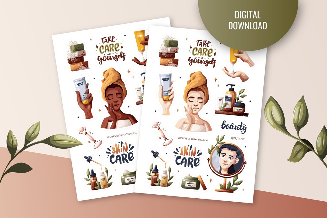 Skin Care Sticker Sheet Bullet Journal, Digital Planner. Printable ...
