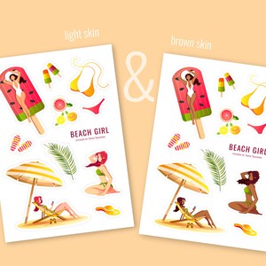 Beach Girl Stickers. Printable Stickers. Summer Stickers. - Etsy