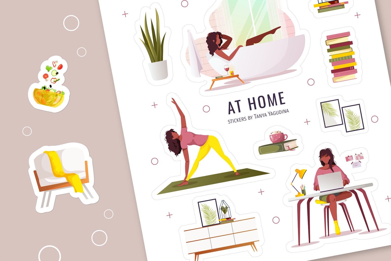 At Home Stickers. Printable Stickers. Quarantine Clipart. - Etsy