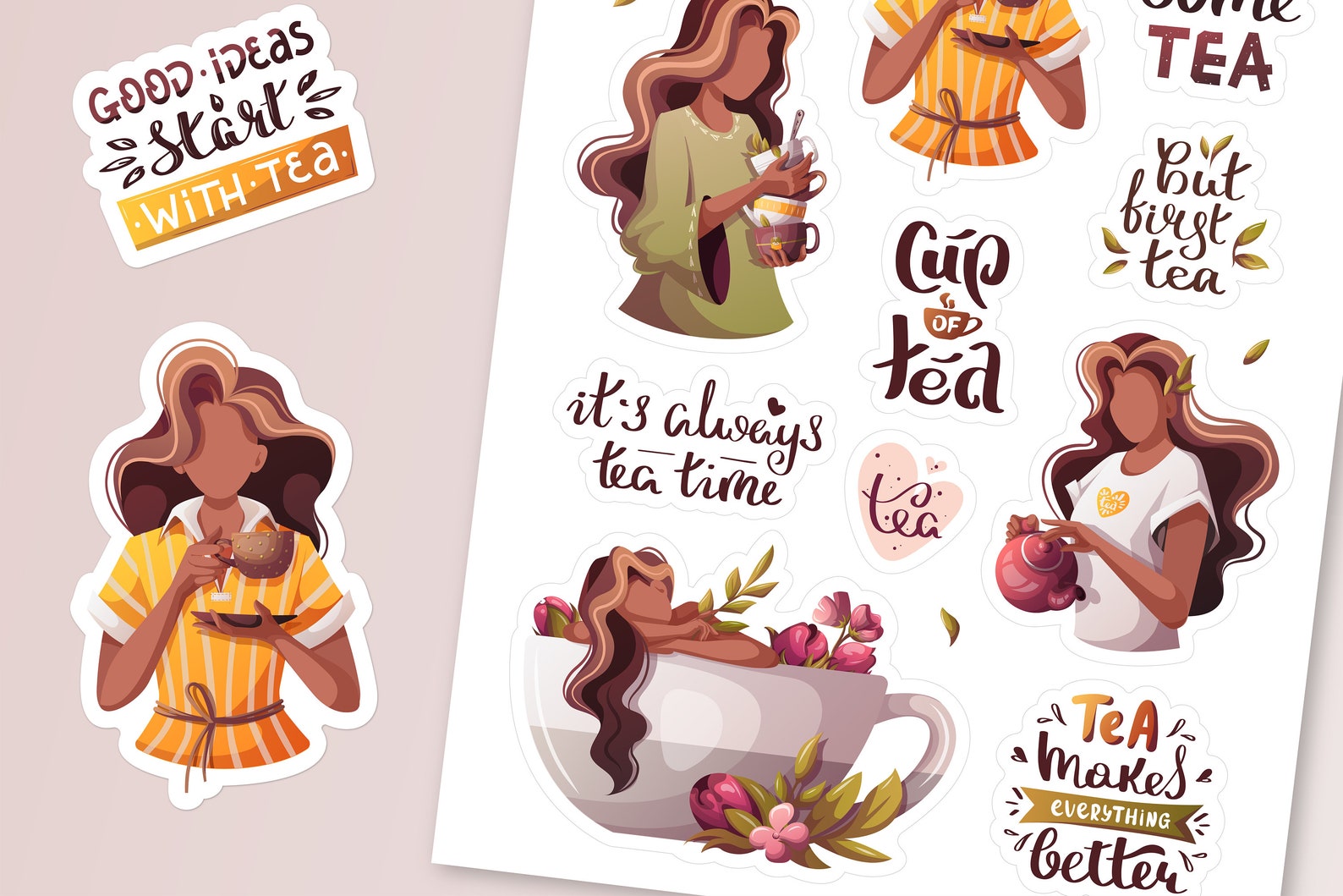 Tea Lover Sticker Sheet Bullet Journal, Digital Planner. Printable ...