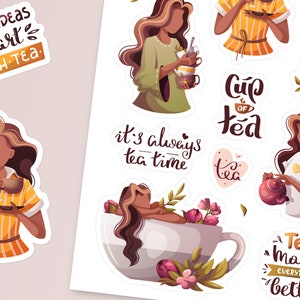 Tea Lover Sticker Sheet | Bullet Journal, Digital Planner. Printable ...