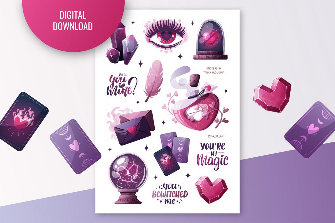 Magic Love Stickers: Valentine's Day Planner Stickers (digital Download ...