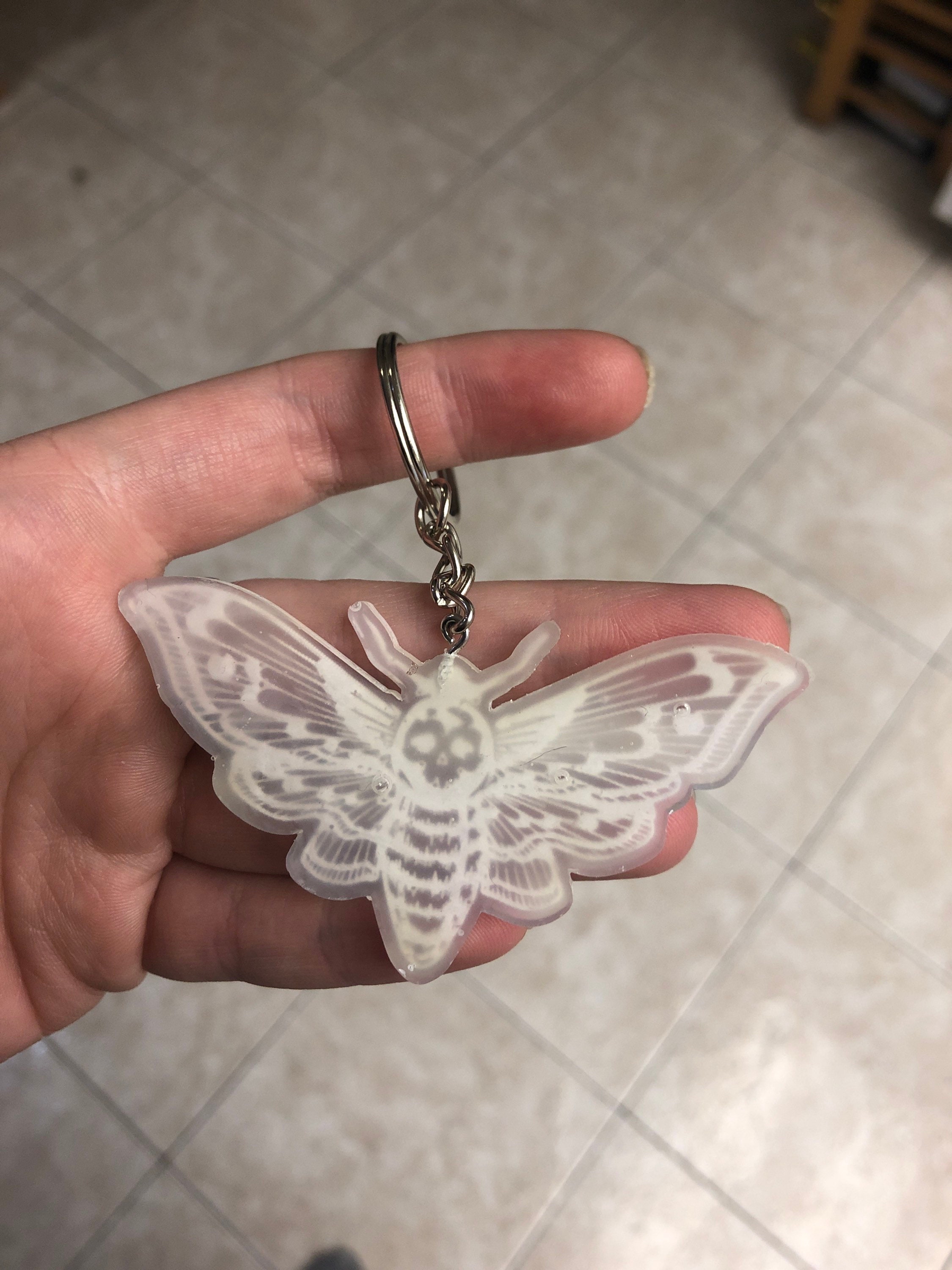 Death Moth Keychain Holo Sparkles Moth Keychain - Etsy