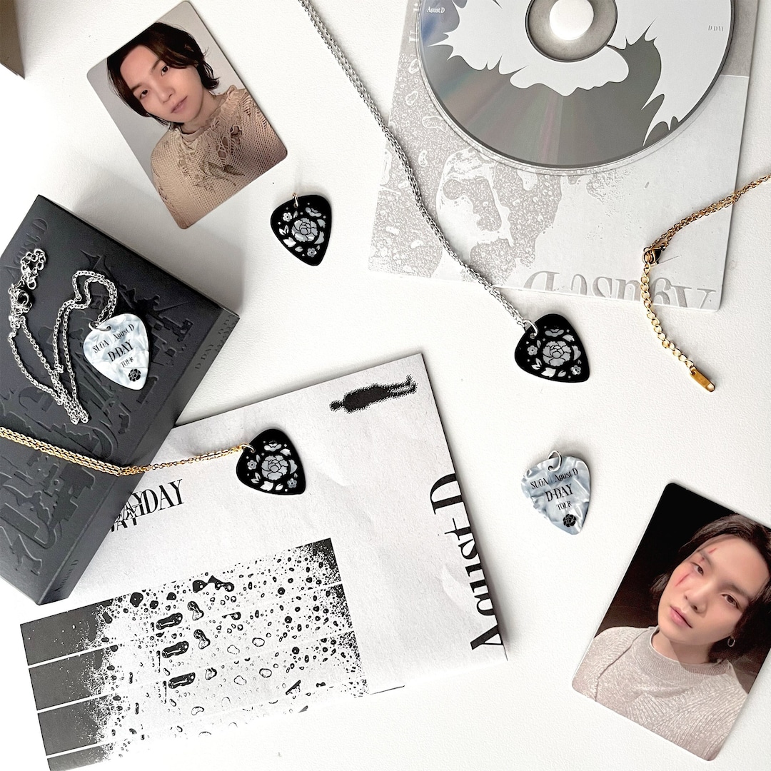 D-DAY Guitar Pick Necklace Agust D / Suga Tour Stainless Steel or Gold ...