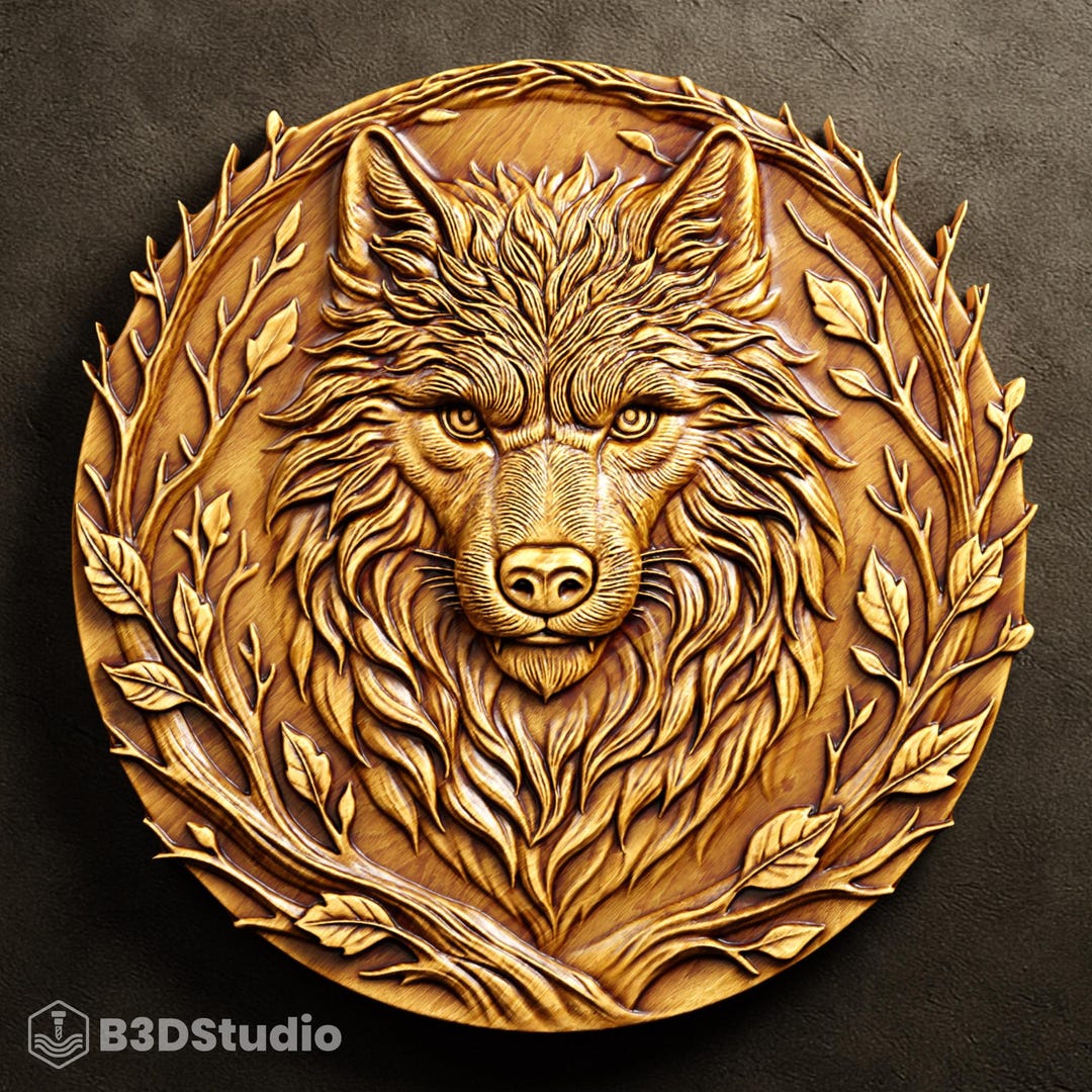 Wolf Relief for CNC Laser and 3D Print STL File and 4K Grayscale TIF ...