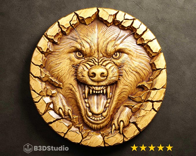 Wolf Relief High Detail 3D Model: CNC Laser & 3D Print STL File + 4K ...