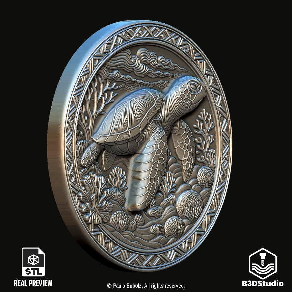 High Detail Sea Turtle Relief for CNC Laser and 3D Print STL File and ...