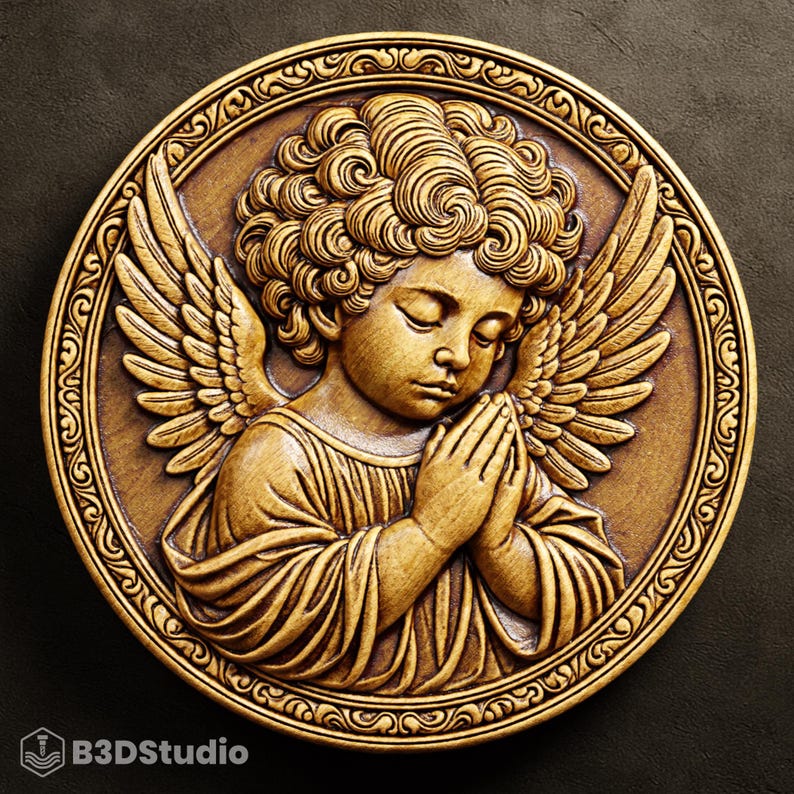 Angel Relief for CNC Laser and 3D Print STL File and 4K Grayscale TIF ...