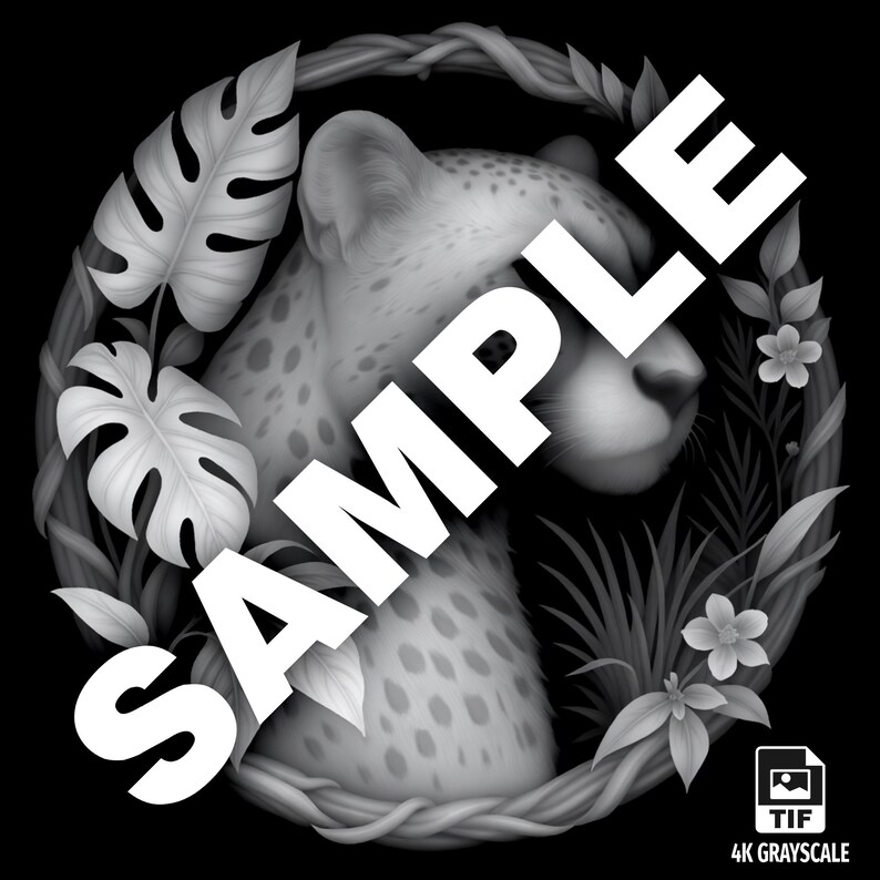 Cheetah Relief for CNC Laser and 3D Print STL File and 4K Grayscale TIF ...