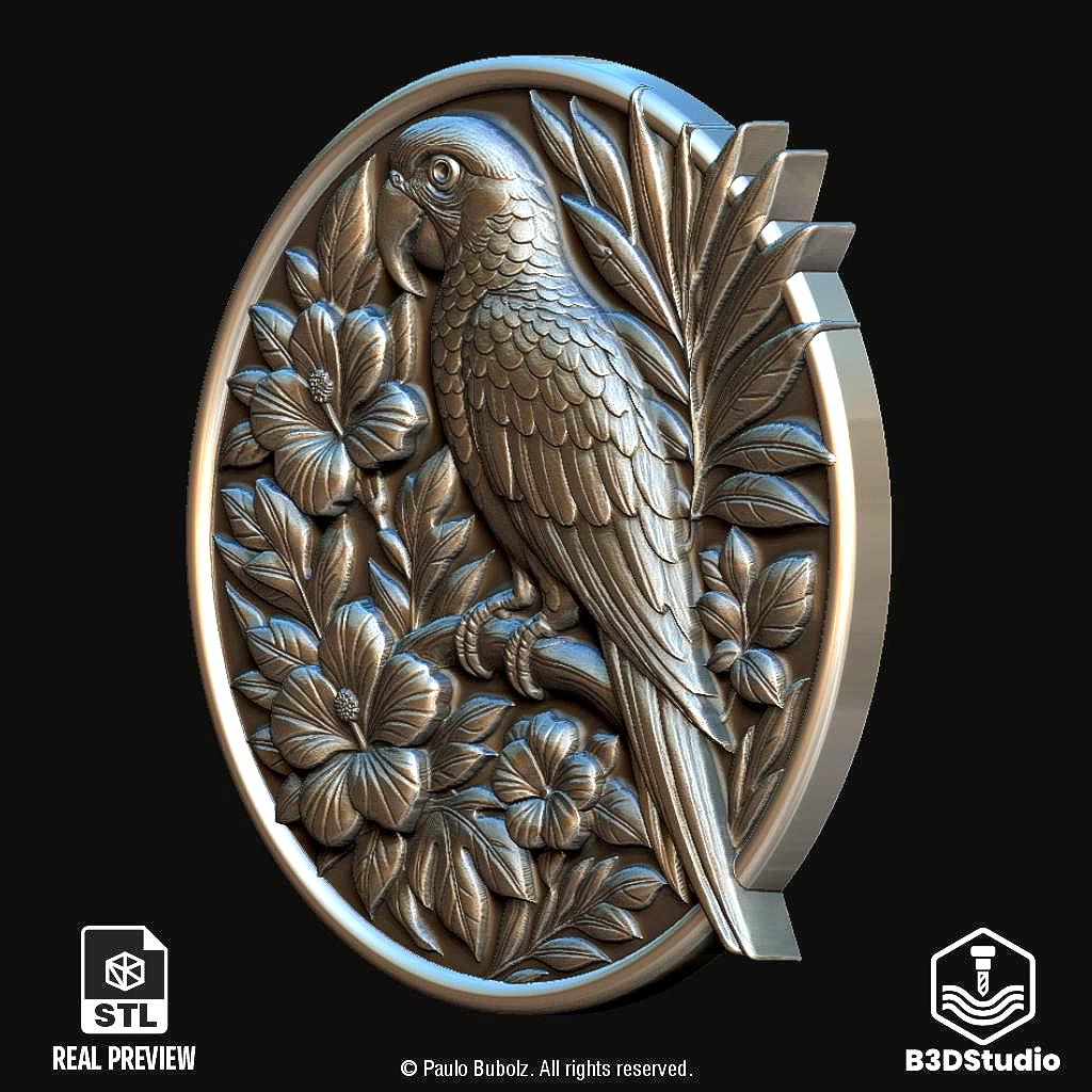 High Detail Parrot Relief for CNC, Laser and 3D Print - STL File + 4K ...