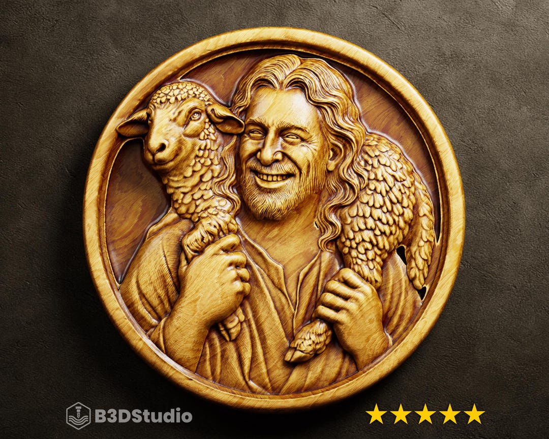Jesus and the Lamb Relief for CNC Laser and 3D Print STL File and 4K ...