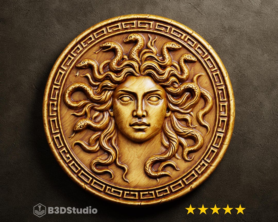 Medusa Relief for CNC Laser and 3D Print STL File and 4K Grayscale TIF ...