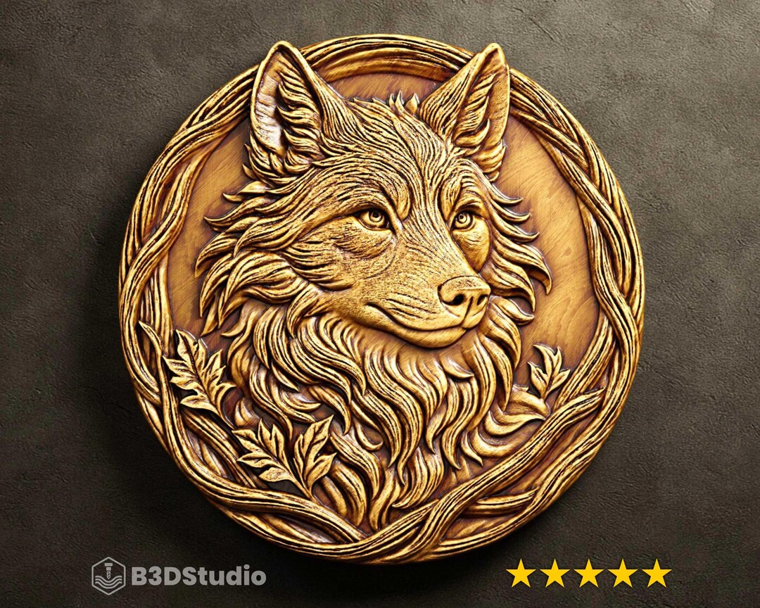 Wolf Relief for CNC Laser and 3D Print STL File and 4K Grayscale TIF ...