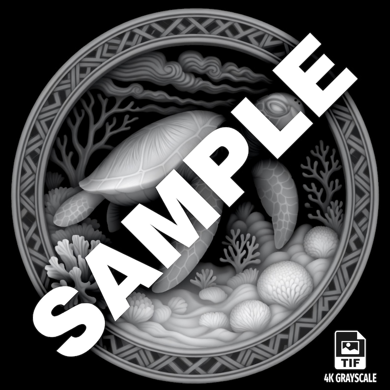 High Detail Sea Turtle Relief for CNC Laser and 3D Print STL File and ...