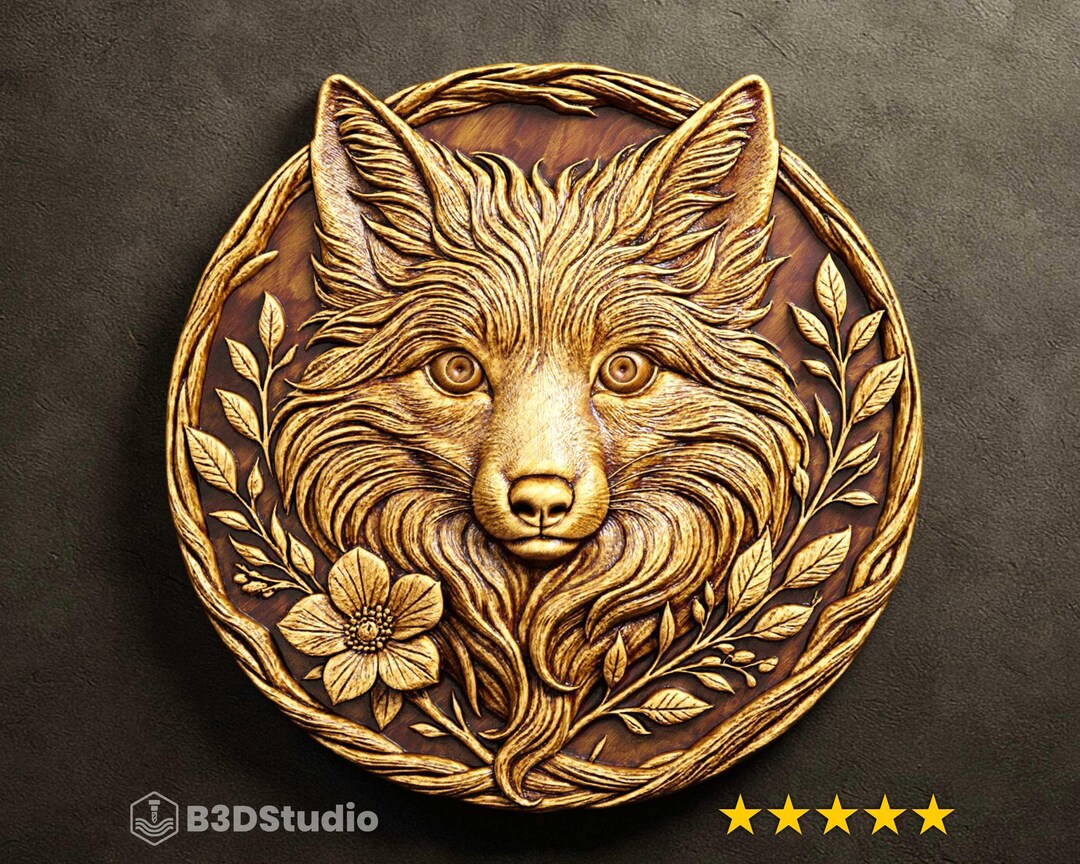 Fox Relief for CNC Laser and 3D Print STL File and 4K Grayscale TIF ...