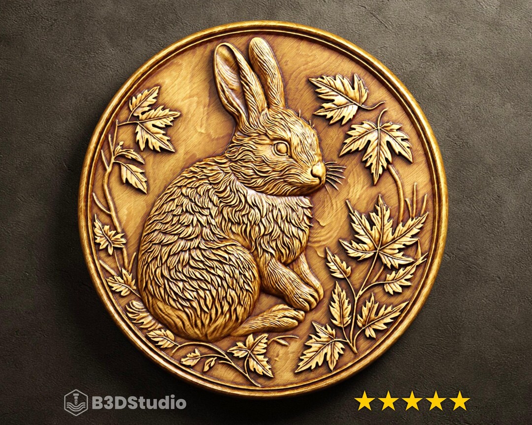 Rabbit Relief High Detail 3D Model: CNC Laser & 3D Print STL File + 4K ...