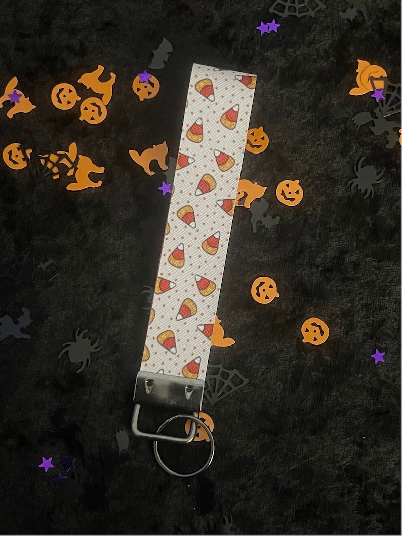 SUMMERWEEN | Wristlet Keychain | Candy Corn Glitter Faux Leather ...