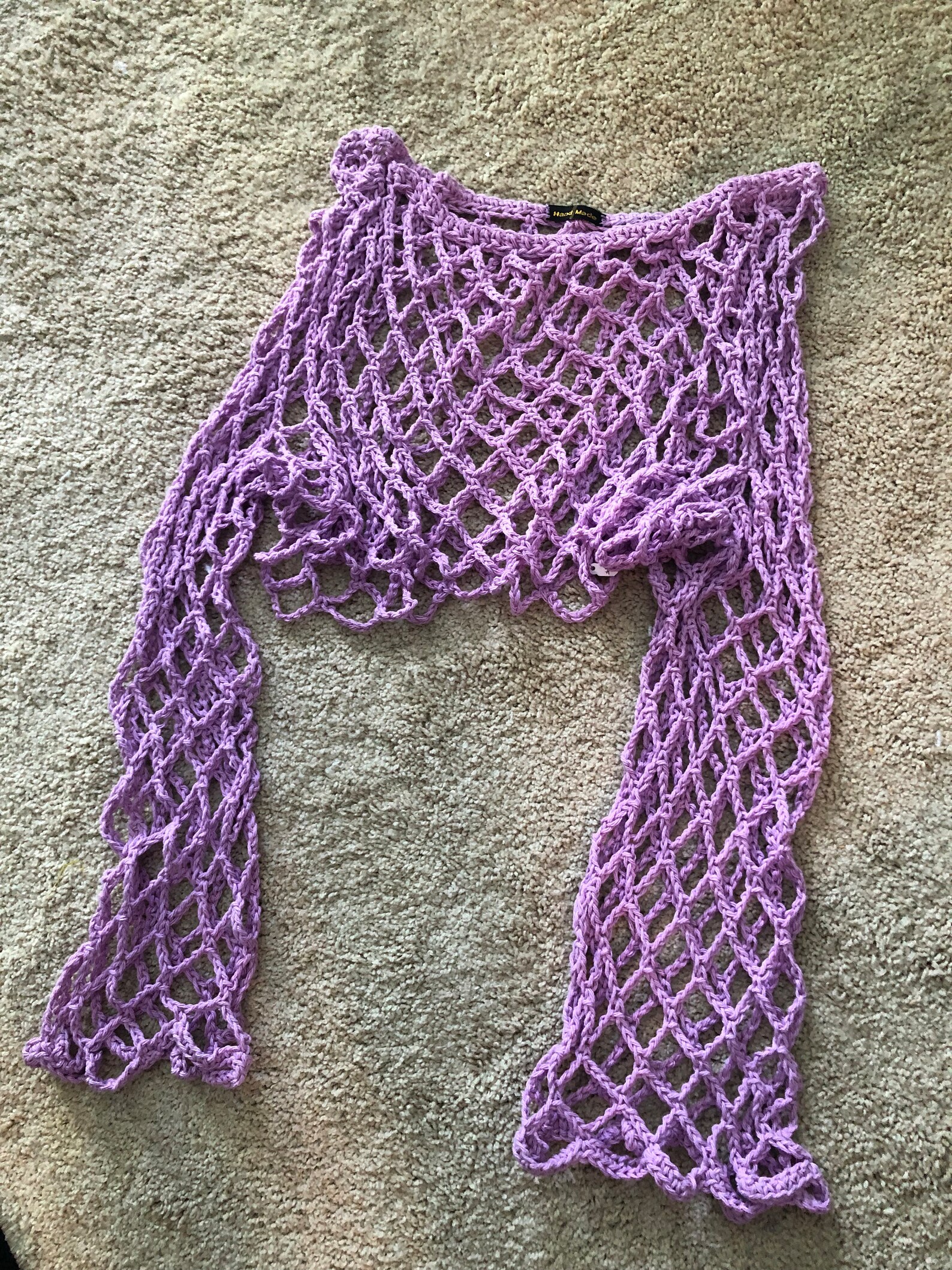 Cotton Lavender Fishnet Shrug - Hand Crochet, Fit's up to 2X - Only ...