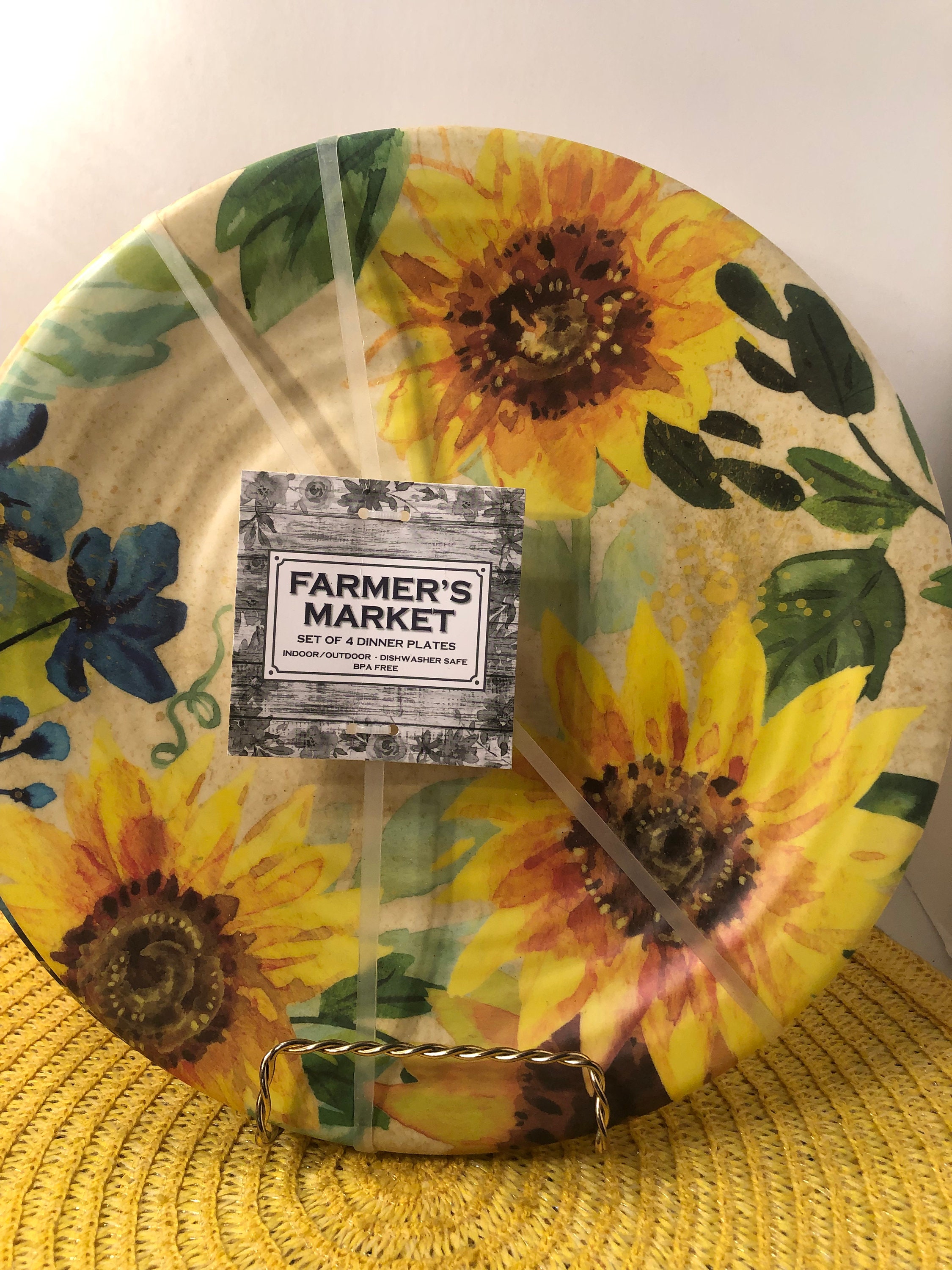 Sunflower Melamine Dinner Plates set of 4 Only Ship in U.S.A. - Etsy