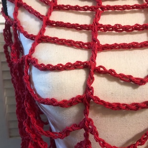 Hand Crochet Red Gothic Spider Web Cape or Poncho - One Size- Adult ...