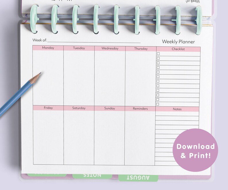 Weekly Horizontal Planner Printables - US Letter Size & Big Happy ...
