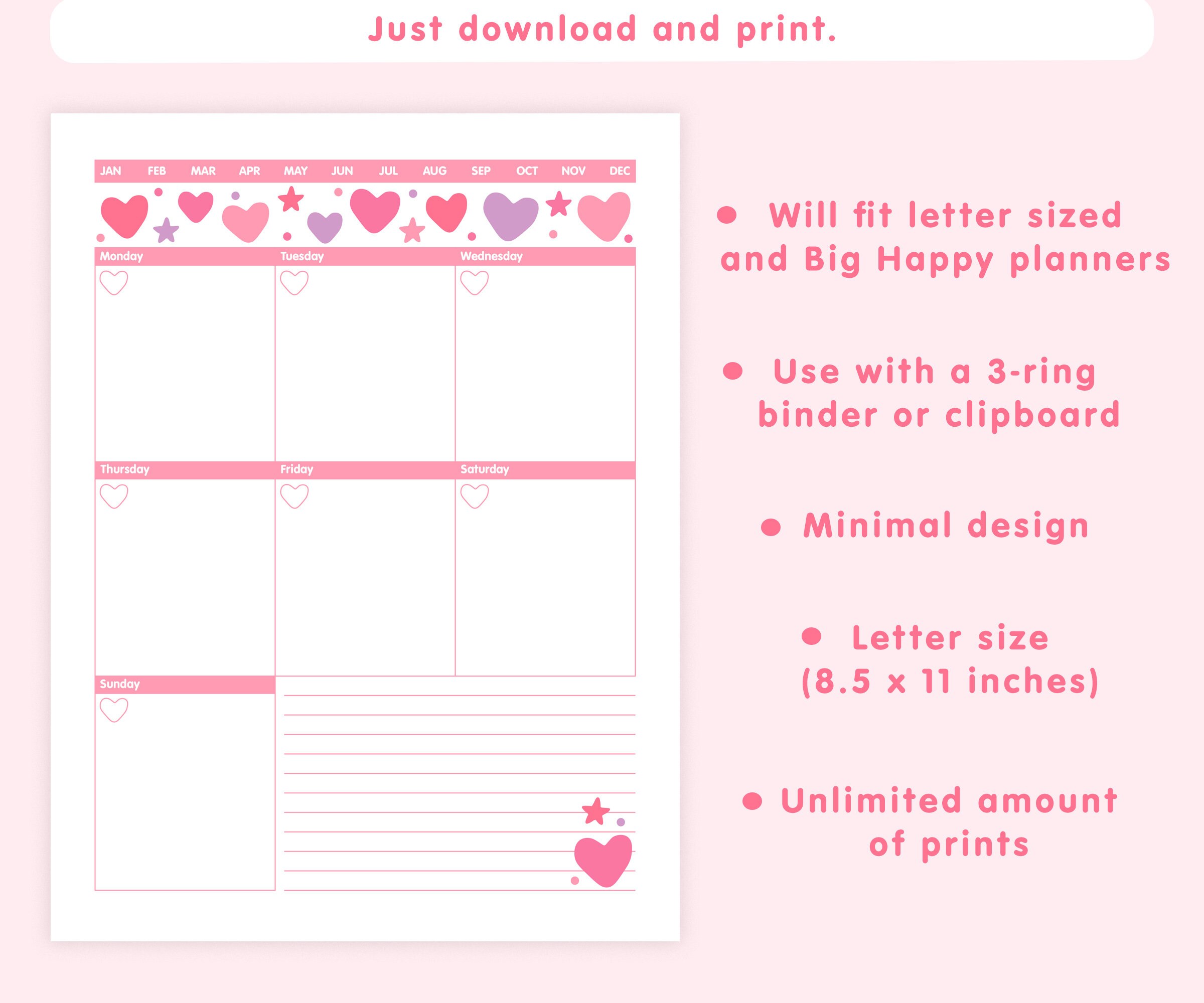 Heart Design Weekly Printable Planner | Weekly Planner - 4 Pages | US ...