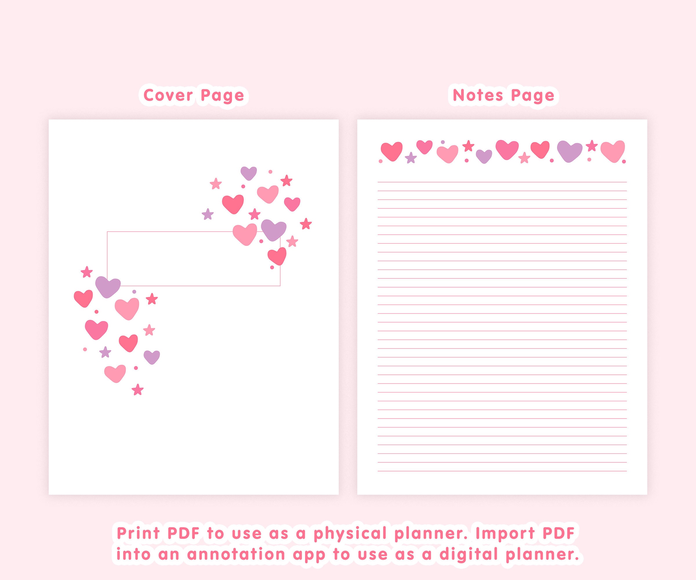 Weekly Pink Hearts Printable Planner Valentines Weekly Planner US ...