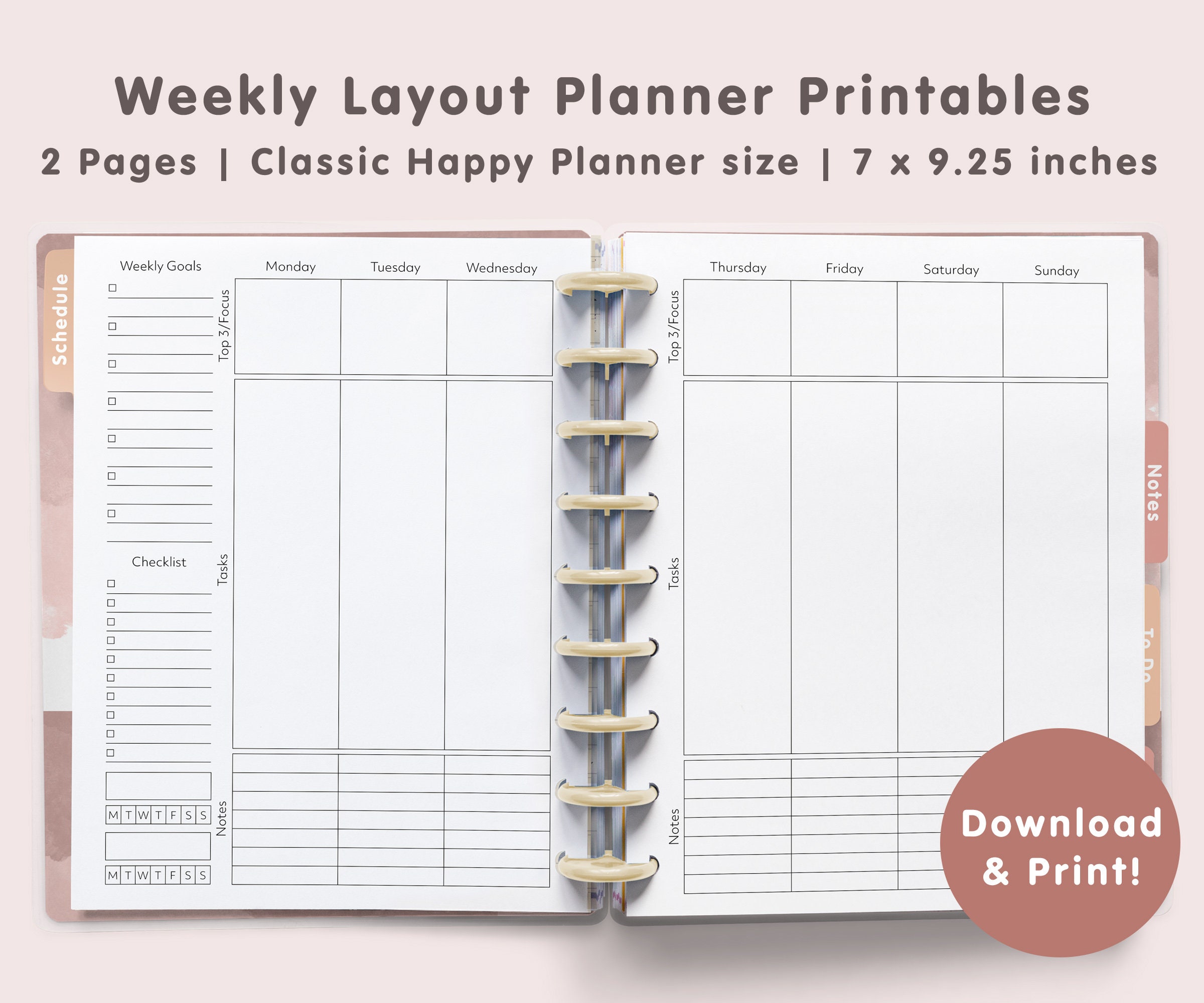 Undated Weekly Planner | Weekly Layout | Planner Printables | Classic ...