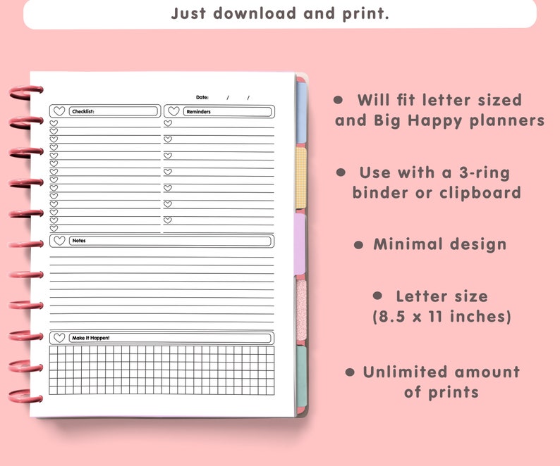 Checklist & Notes Planner | Lined Paper | Daily Planner Pages | US ...