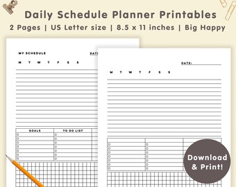 Weekly Planner Pages US Letter Size 8.5 X 11 Inches and - Etsy