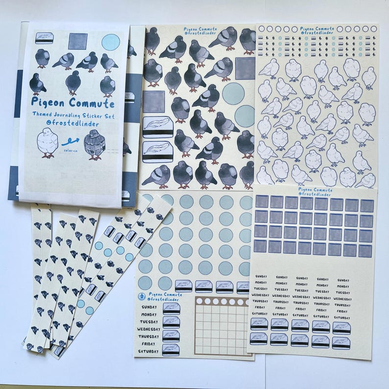 Pigeon Commute Journaling Sticker Set - Etsy