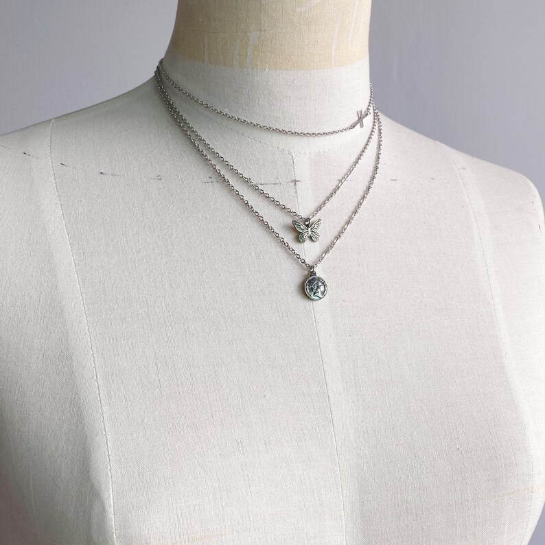 Triple Layered Chain Necklace Set Stainless Steel Necklace - Etsy