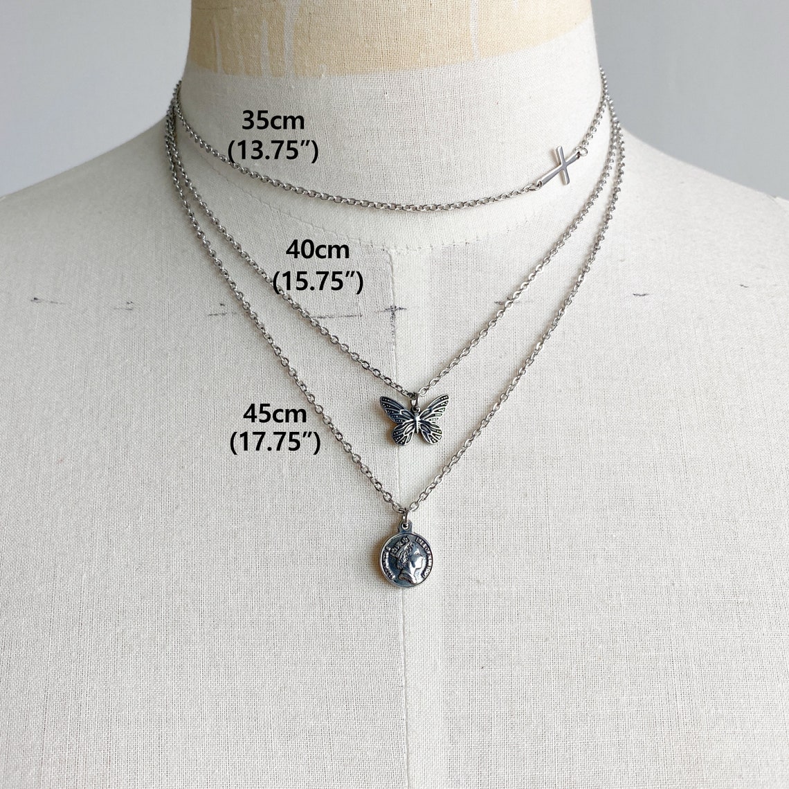 Triple Layered Chain Necklace Set Stainless Steel Necklace | Etsy