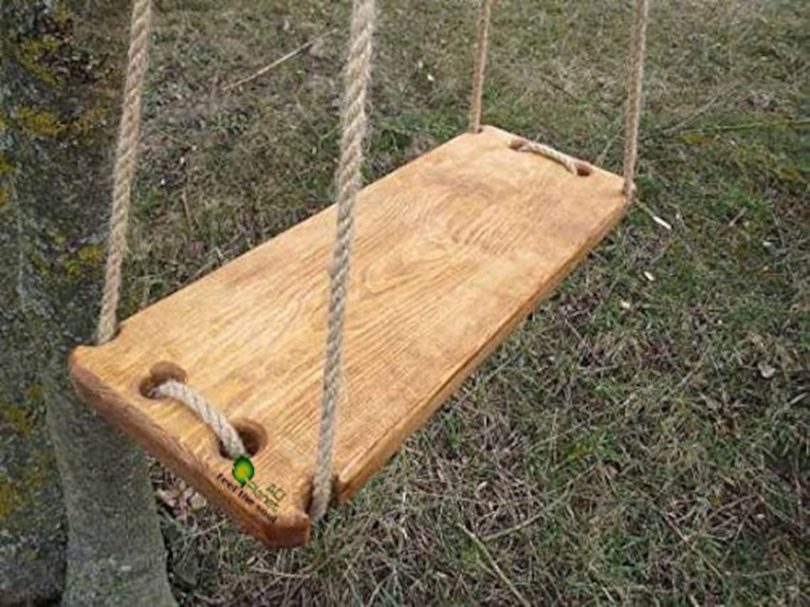 Columpio de techo de madera tallada Columpio de cuerda de | Etsy