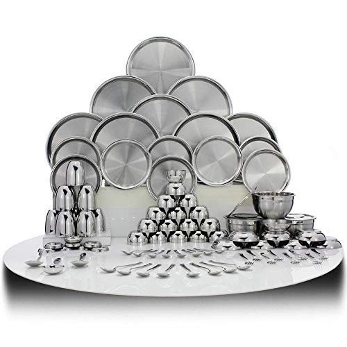 Stainless Steel Dinner Set 101 Pieces Silver Indian Etsy stainless-steel-dinner-set-101-pieces-silver-indian-etsy