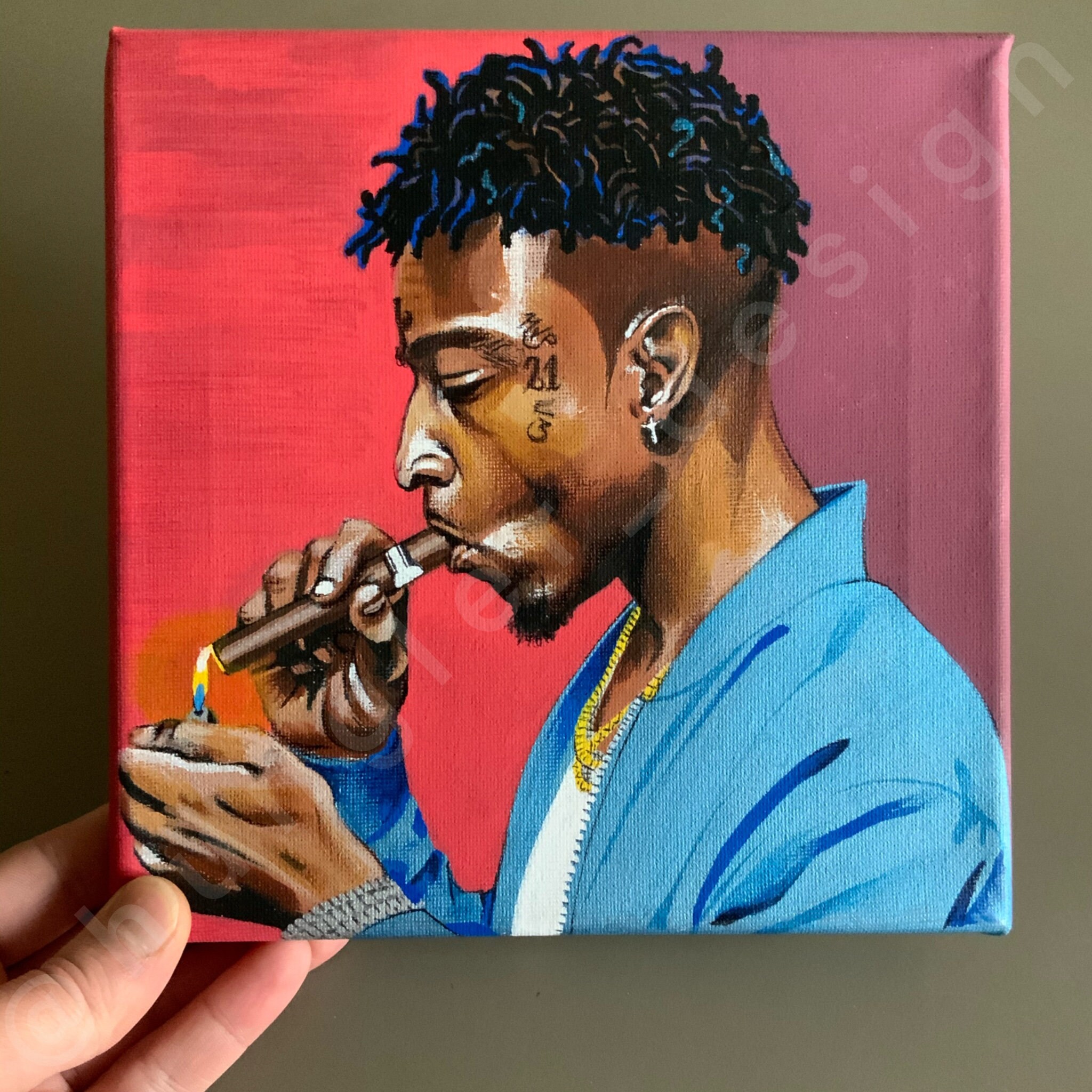 Acrylic Painting Hip-hop Canvas Painting 21 Savage Decoration - Etsy