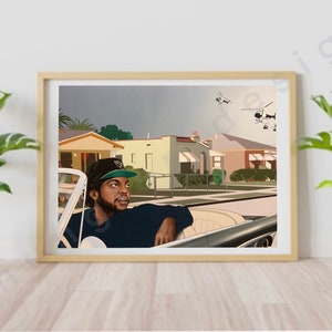 Poster Fan Art Ice Cube NWA California Hip Hop Wallart Illustration ...
