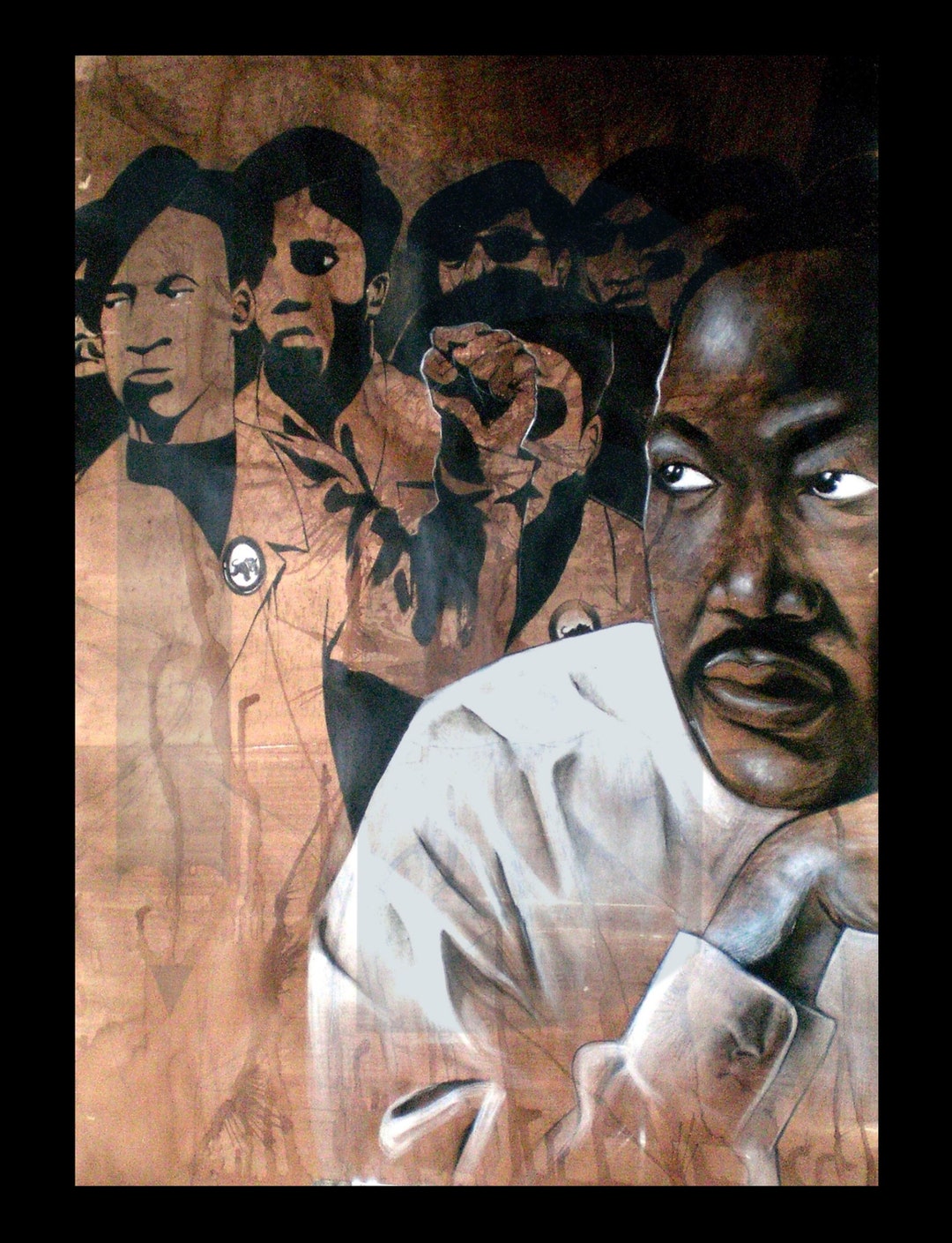 Print Martin Luther King MLK Illustration Portrait Walnut Husk Artwork ...