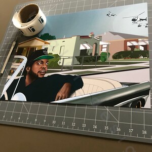 Poster Fan Art Ice Cube NWA California Hip Hop Wallart Illustration ...