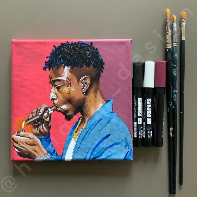 Acrylic Painting Hip-hop Canvas Painting 21 Savage Decoration - Etsy