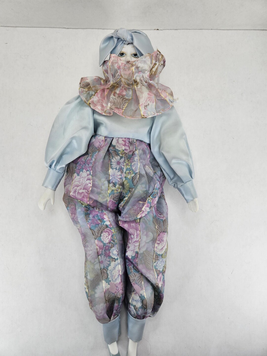 Vintage Porcelain Jester Doll Blue and Pink Outfit: Pre-owned - Etsy