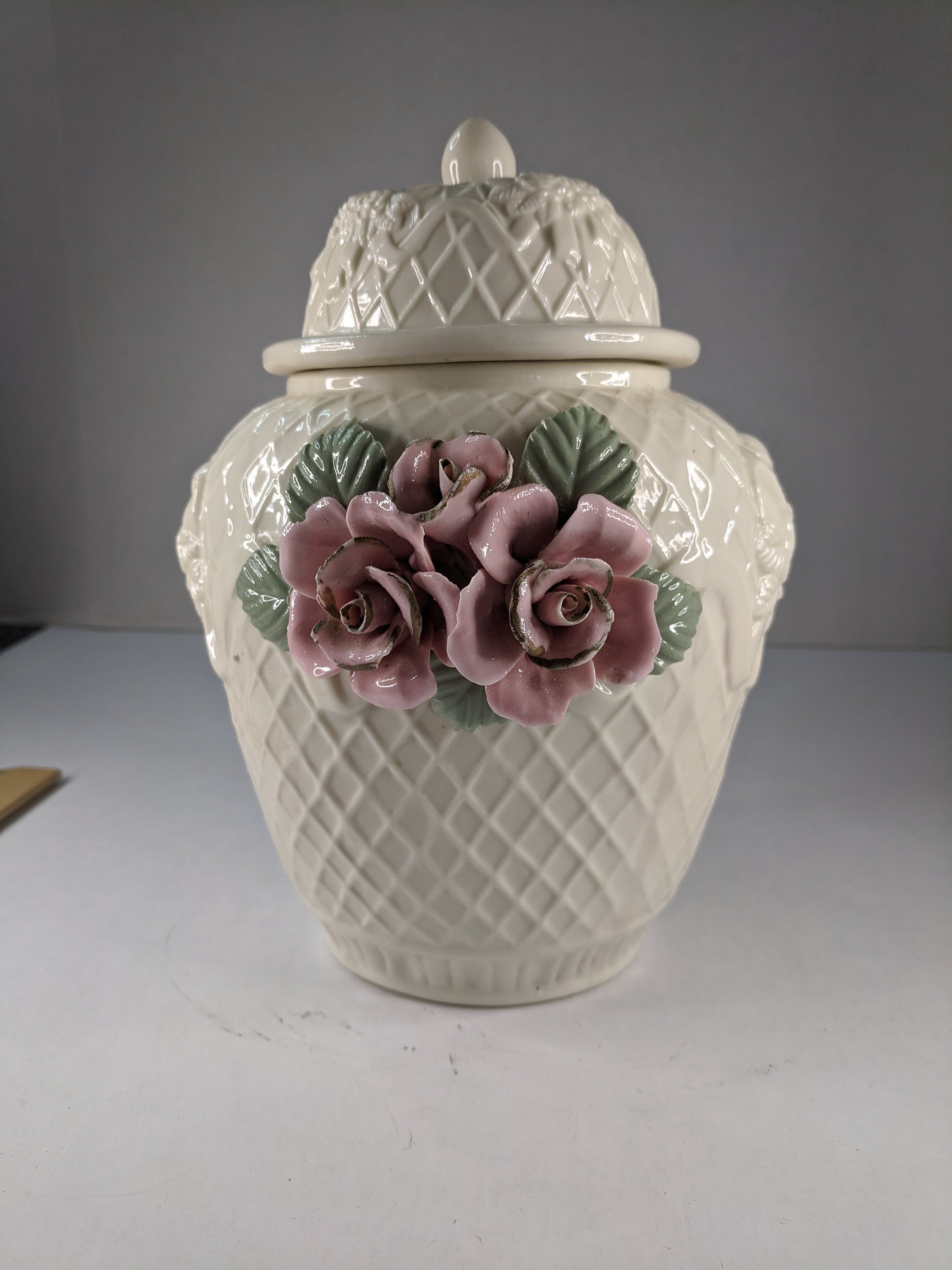 Antique Raised Floral Temple Porcelain Jar off White W/ Pink - Etsy UK