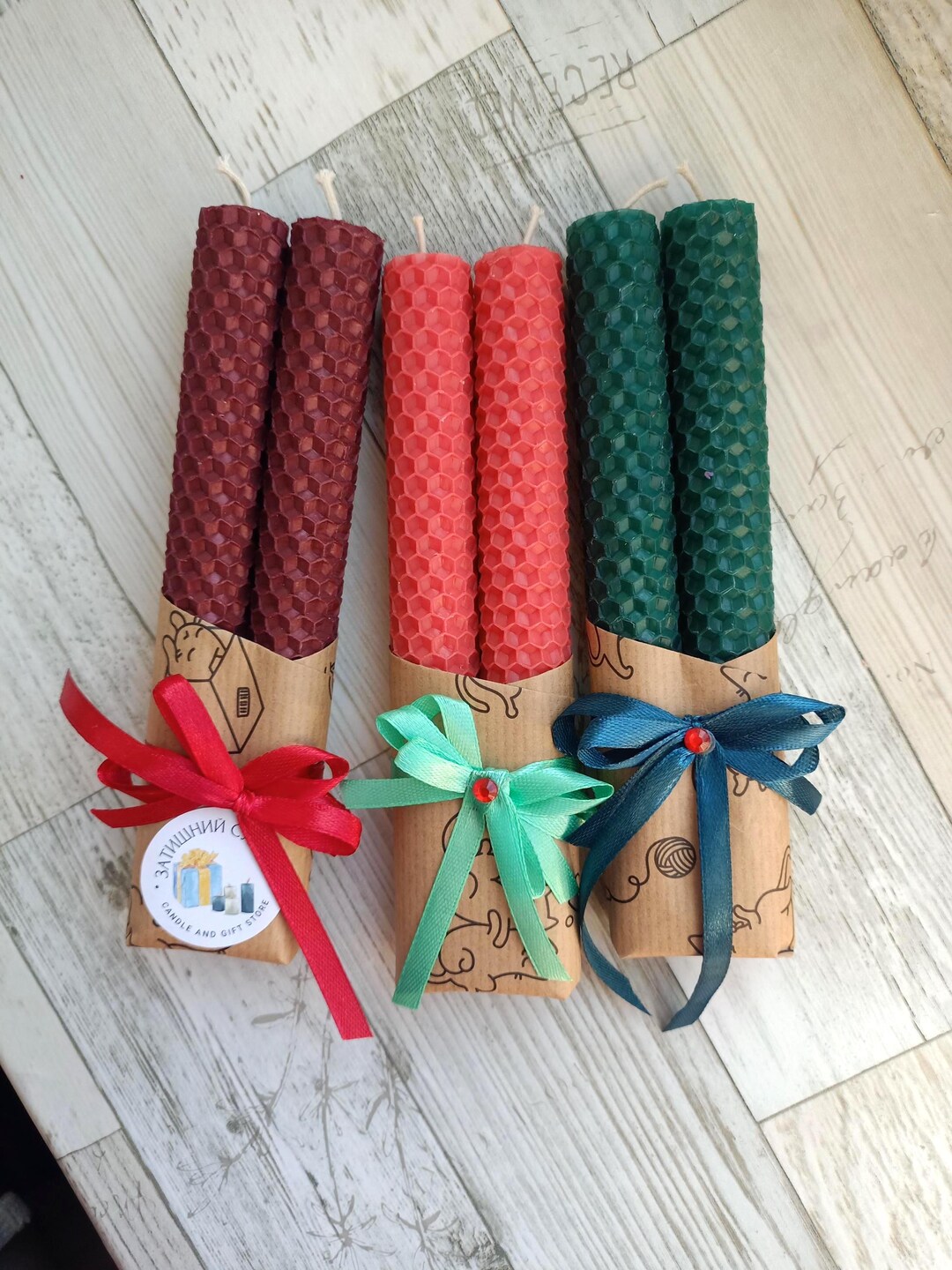 Hand-rolled Colored Beeswax Candles - Thin Tapers for Home Decor - Etsy