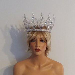 CLEAR Beads Crown-headpiece-samba Costumes-rio Carnival-mardi Gras-show ...