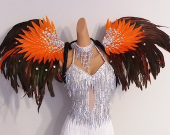 GREEN Feather Wings/backpack-samba Costumes Carnival-mardi Gras-show ...